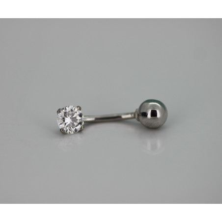 Piercing nombril or blanc 18 carats et diamant 0,40 carat