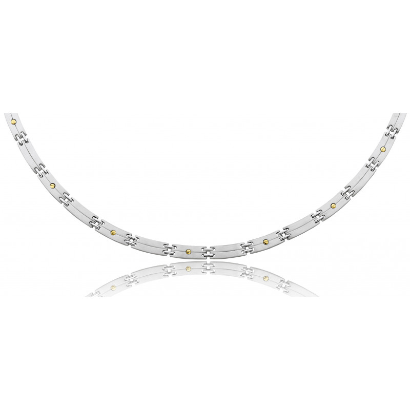 Chaine acier et or massif "double rang" pour homme